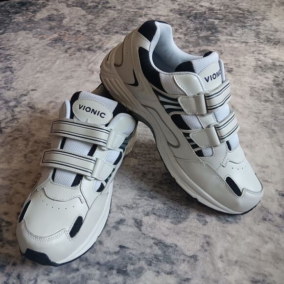 Vionic | Shoes | Vionic Walk Albert Leather Leisure Hook And Loop White Sneaker Mens Us 2 | Poshmark